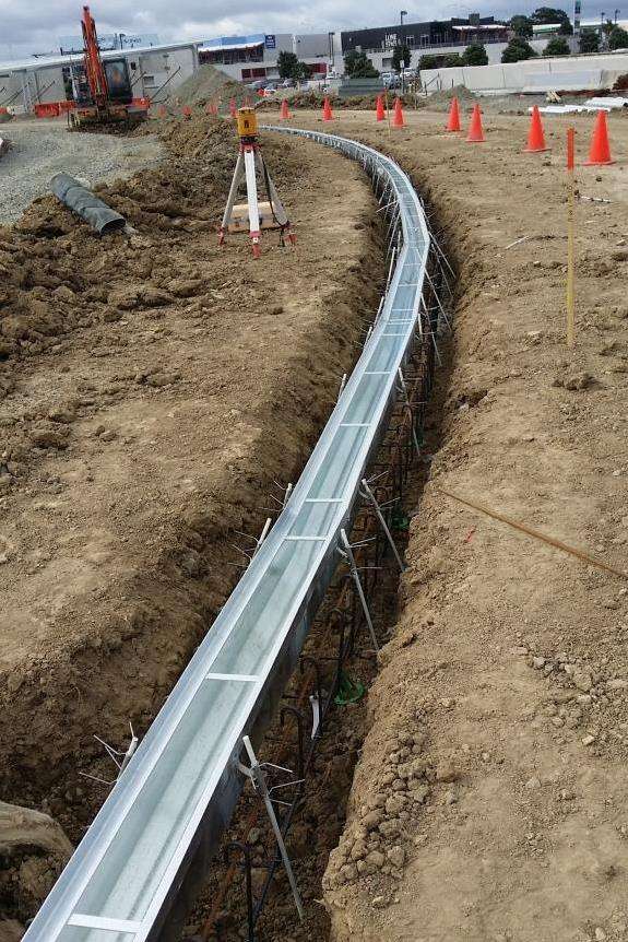 Curved Thundaflo channel drain at the Vodafone Events Centre - Manukau